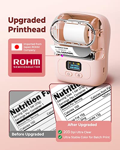 Phomemo Label Printer - M110 Thermal Label Printer, Upgraded Bluetooth Portable Label Maker for Product, Address, Small Business, Sticker, Home, DIY for Phone/Tablet/PC/Mac, with 100 Labels, Baby Pink