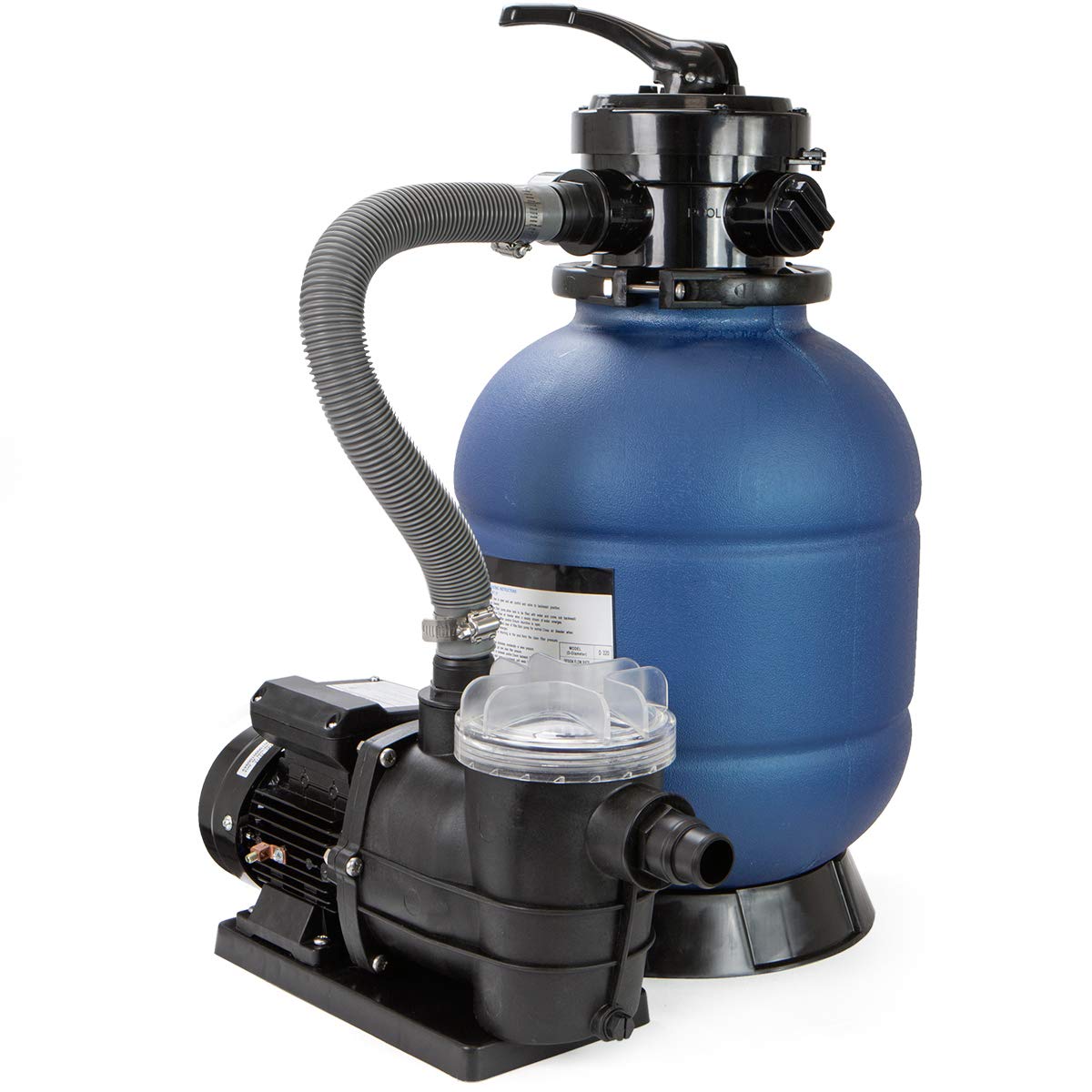 XtremepowerUS High-Flo Sand Filter Pump System 12" Filter Tank 10,000 Gallons for Above Ground Pool 3/4HP Pool Pump 2400GPH Flow