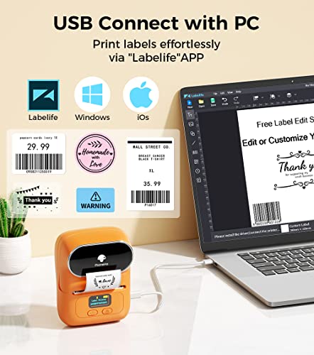 Phomemo M110 Label Printer, Barcode Label Printer, Mini Bluetooth Label Maker Machine for Barcode, Name, Address, Labeling, Mailing, Home, Office & Small Business, Compatible with Phones&PC