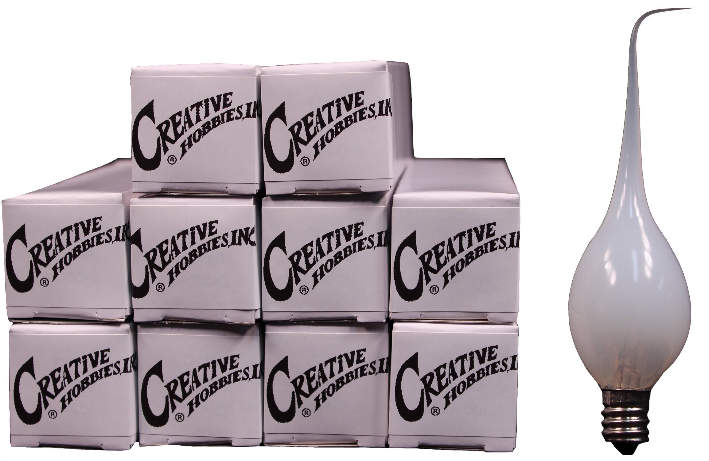 Creative Hobbies® Silicone Dipped, Country Style, Electric Candle Lamp Chandelier Light Bulbs, 7 Watt, Individually Boxed, Wholesale Pack of 10 Bulbs