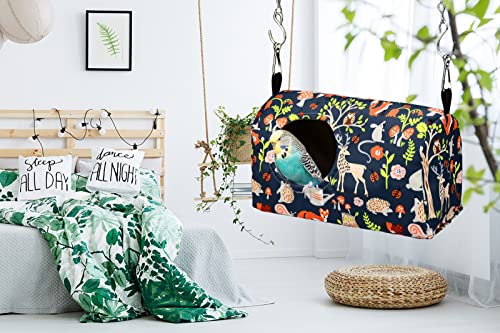 Parrot Cockatiel Warm House Bird Nest Bed Winter Hanging Hammock Birds Sleeping Bed Parrot Hideway Bed Polyester Fabric Washable for Parrot Parakeet Cockatiels Budgies Lovebird African Grey (L)
