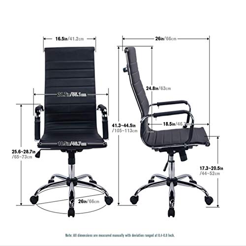 Curved Back Office Chair PU Leather Home Executive Ergonomic Computer Chair Height Adjustable Swivel 360° Rotating Seat Desk Chair (Black) Desk Chairs (Color : White)