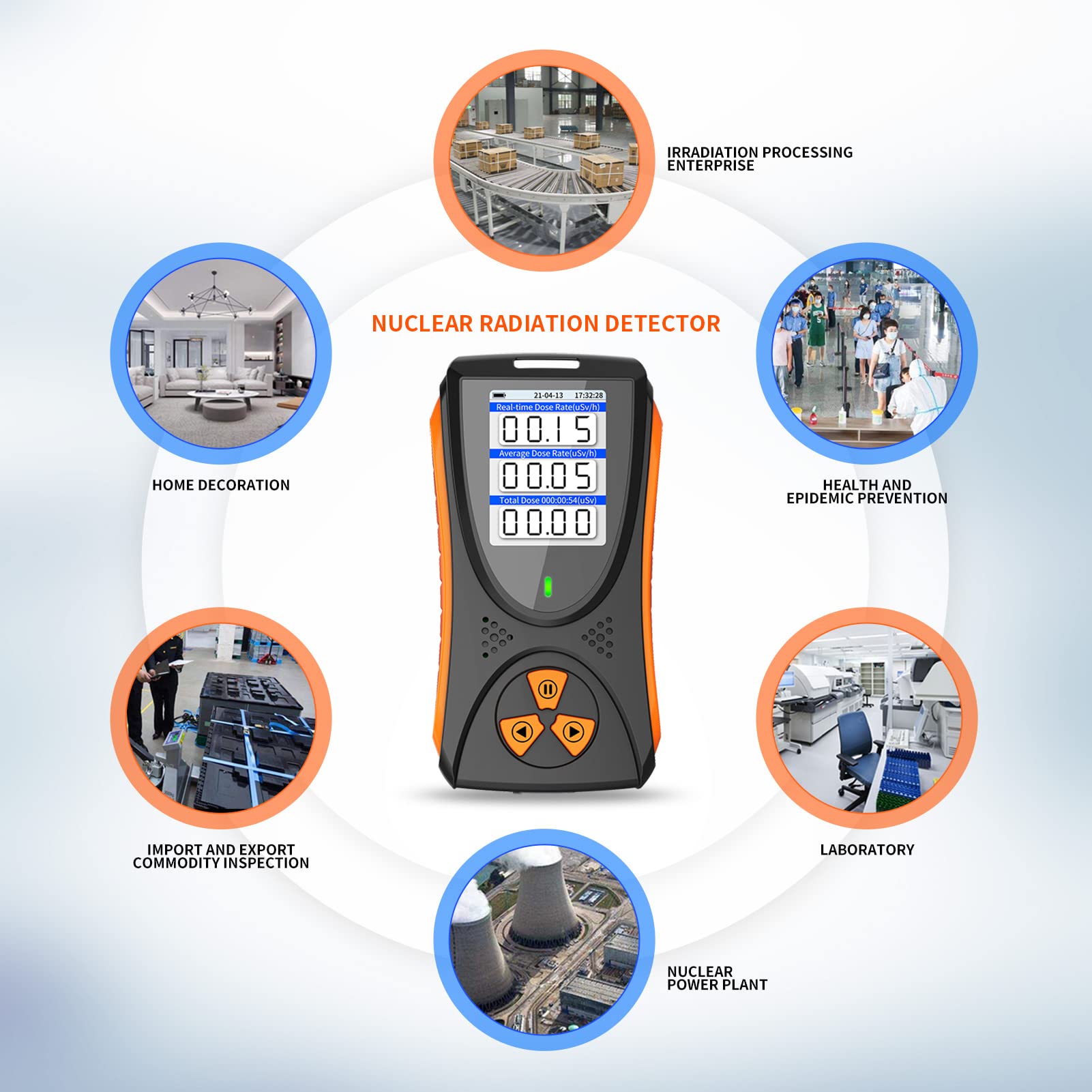 Geiger Counter Nuclear Radiation Detector,CHNADKS Upgraded Monitor Dosimeter,Rechargeable Beta Gamma X-ray Portable Handheld Radiation Monitor with LCD Display