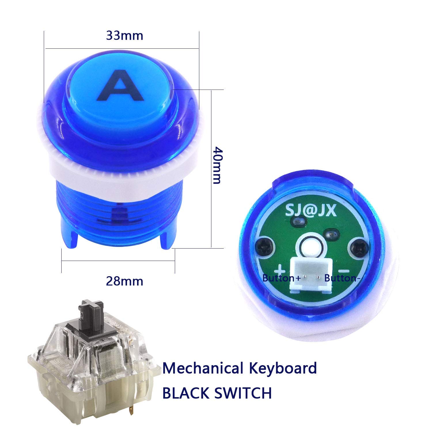 SJ@JX Arcade Game Stick DIY Kit Buttons with Logo 8 Way Joystick USB Encoder Cable Controller for PC PS3 PS2 MAME Raspberry Pi Red
