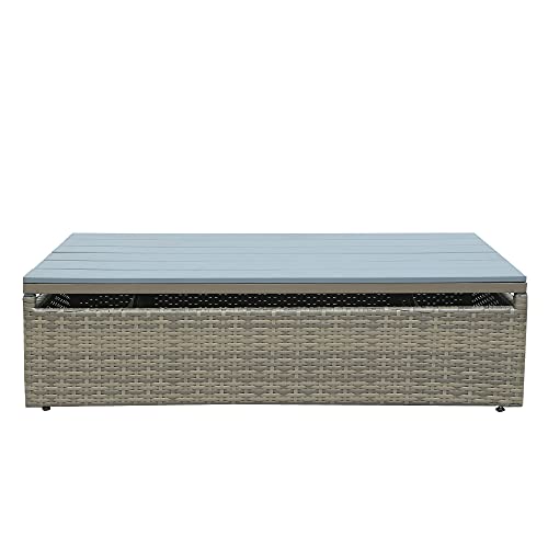Merax 5-Piece Patio PE Rattan Wicker Sofa with Adustable Backrest,Cushions,Ottomans and Lift Top Coffee Table,Outdoor Furniture Sets,Dark Grey