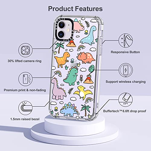 MOSNOVO Compatible with iPhone 11 Case, [Buffertech 6.6 ft Drop Impact] [Anti Peel Off Tech] Clear TPU Bumper Phone Case Cover with Cute Joyful Dinosaur Designed for iPhone 11 6.1"