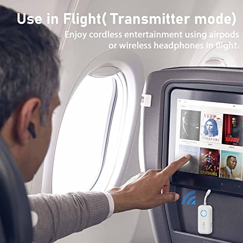 Lavales Wireless Bluetooth 5.3 Audio Transmitter Receiver Adapter for Airplane, Gym/TVs/Gaming Consoles/Car/PC/Home Stereo, 3.5 mm Jack, AptX Adaptive/Low Latency,Dual Paring,Rechargeable,HD Stereo