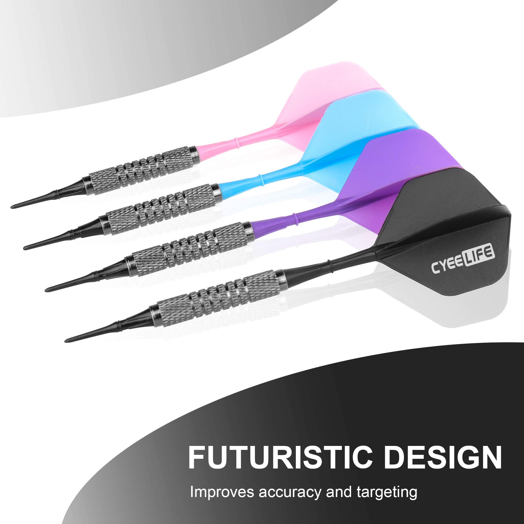 CyeeLife Plastic tip Darts Set 14g,Flights Don't Fall Off&Beautiful-Colorful&Durable Flights&Not Easy to Break&Bend,with Extra Tips&Dart Tool
