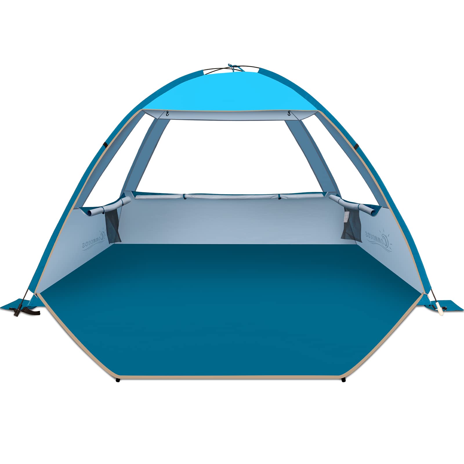 COMMOUDS XL Pop Up Beach Tent 4-5 Person, UPF 50+ Beach Sun Shade, Automatic Beach Sun Shelter, Lightweight and Easy Set Up
