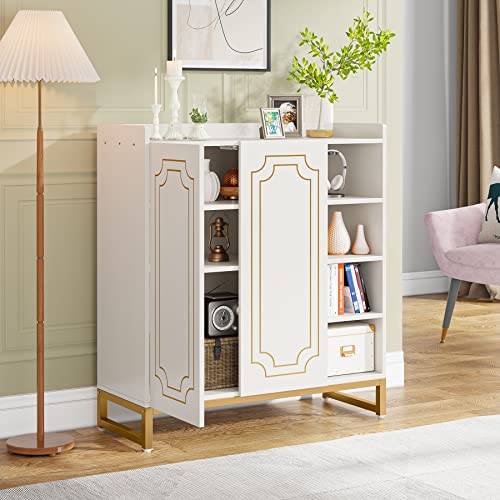 Tribesigns Shoe Cabinet with Doors, White Shoe Storage Cabinet with Adjustable Shelves, 20 Pair Shoe Rack Organizer, Freestanding Shoe Closet for Entryway, Hallway, Bedroom, Living Room