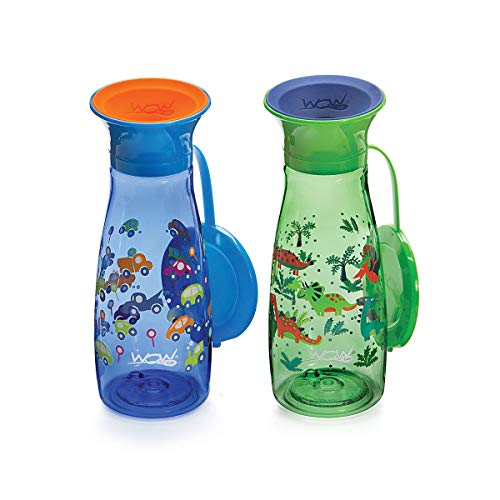 Wow Cup Mini 360 Sippy Cup, 12 oz, 2 Pack (Blue/Green)