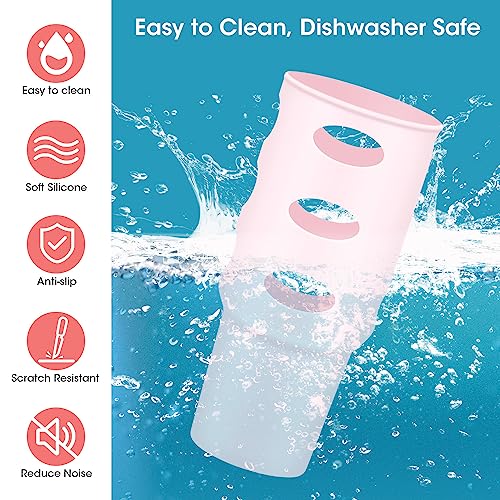 Winceed Silicone Sleeve for Stanley Quencher H2.0 30oz Tumbler with Handle, Protective Stanley Water Bottle Sleeve, Reusable Boot Cover for Stanley Cup (30oz, Rose Quartz)