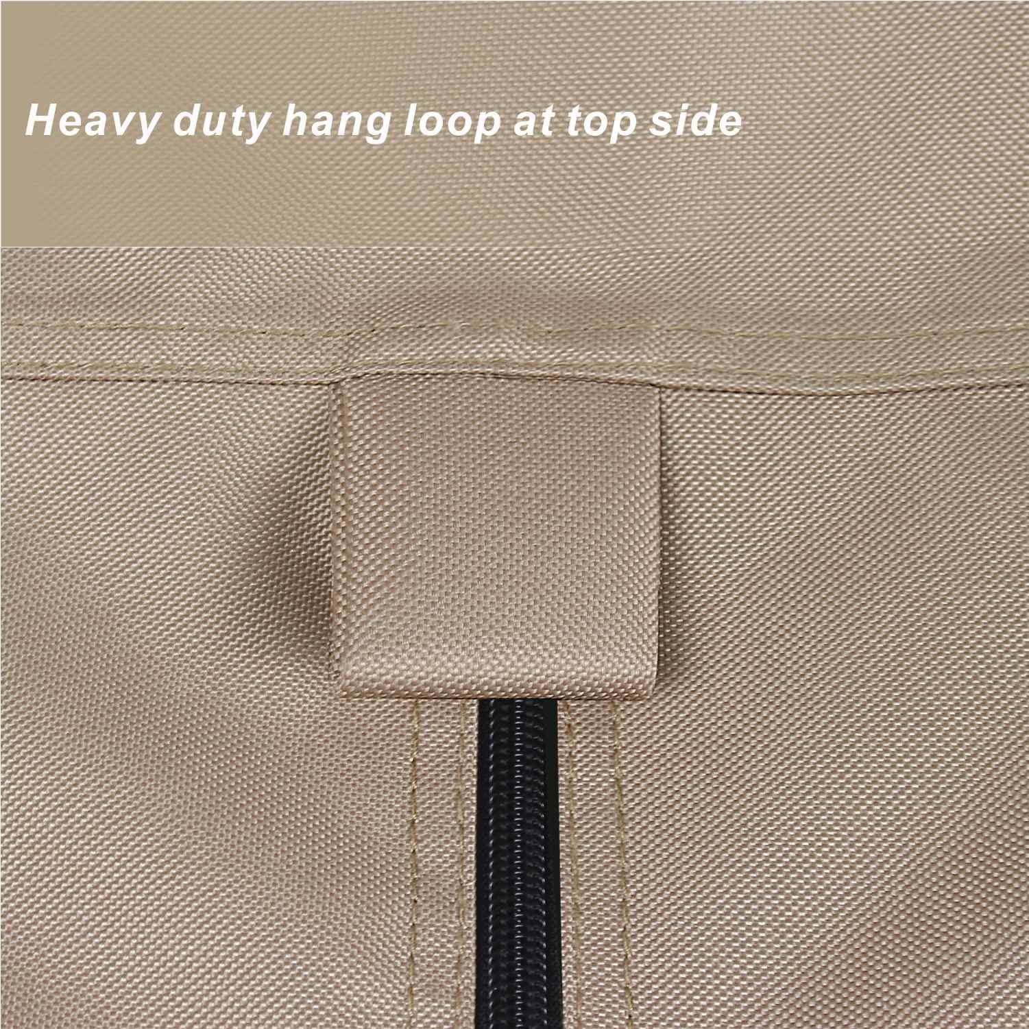 Porch Shield Patio Hanging Egg Chair Cover - 600D Waterproof Outdoor Double Seat Wicker Swing Egg Chair with Stand Protector, Light Tan & Khaki