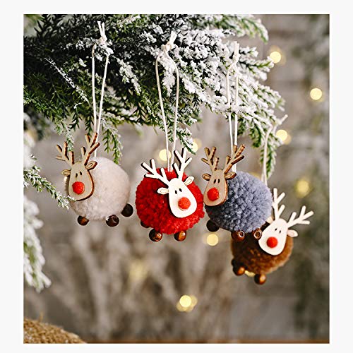 PartyYeah 24Pcs Christmas Cute Wool Felt Wooden Elk Antler Pendants Christmas Tree Decorations Cute Deer Craft Ornament for Christmas 2022 New Year Home Decor