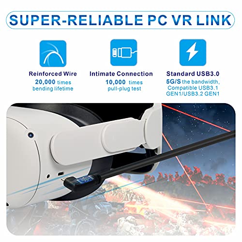 Compatible Oculus Quest 2 Link Cable, Bilitech Oculus Link Cable 16 ft, Super-Reliable PC VR Link& 5Gbps Transfer Rate& 3A Charging Rate, USB 3.0 Type A to C Cable for VR Headset and Gaming PC