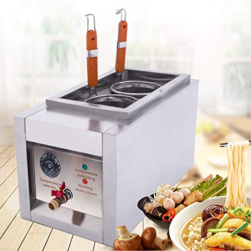 Pasta Cooker 2 Holes Noodle Cooking Machine 30-110℃ Pasta Cooking Tool 110V 2KW for Noodles Pasta Dumplings Soup