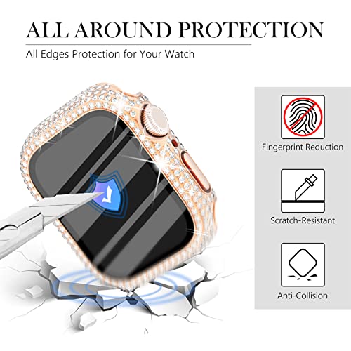 WINGLE 6-Pack Compatible with Apple Watch Case 40mm Face Cover with Screen Protector,Over 200 Bling Crystal Diamond Apple Watch Bumper Case for Apple Watch Series SE 6 5 4 Screen Protector 40mm