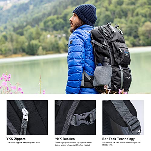 MOUNTAINTOP 40L Hiking Backpack with 3L Hydration Bladder for Women & Men Outdoor Travel Camping Day Pack with Rain Cover, 21.7 x 13 x 7.9 in,Black