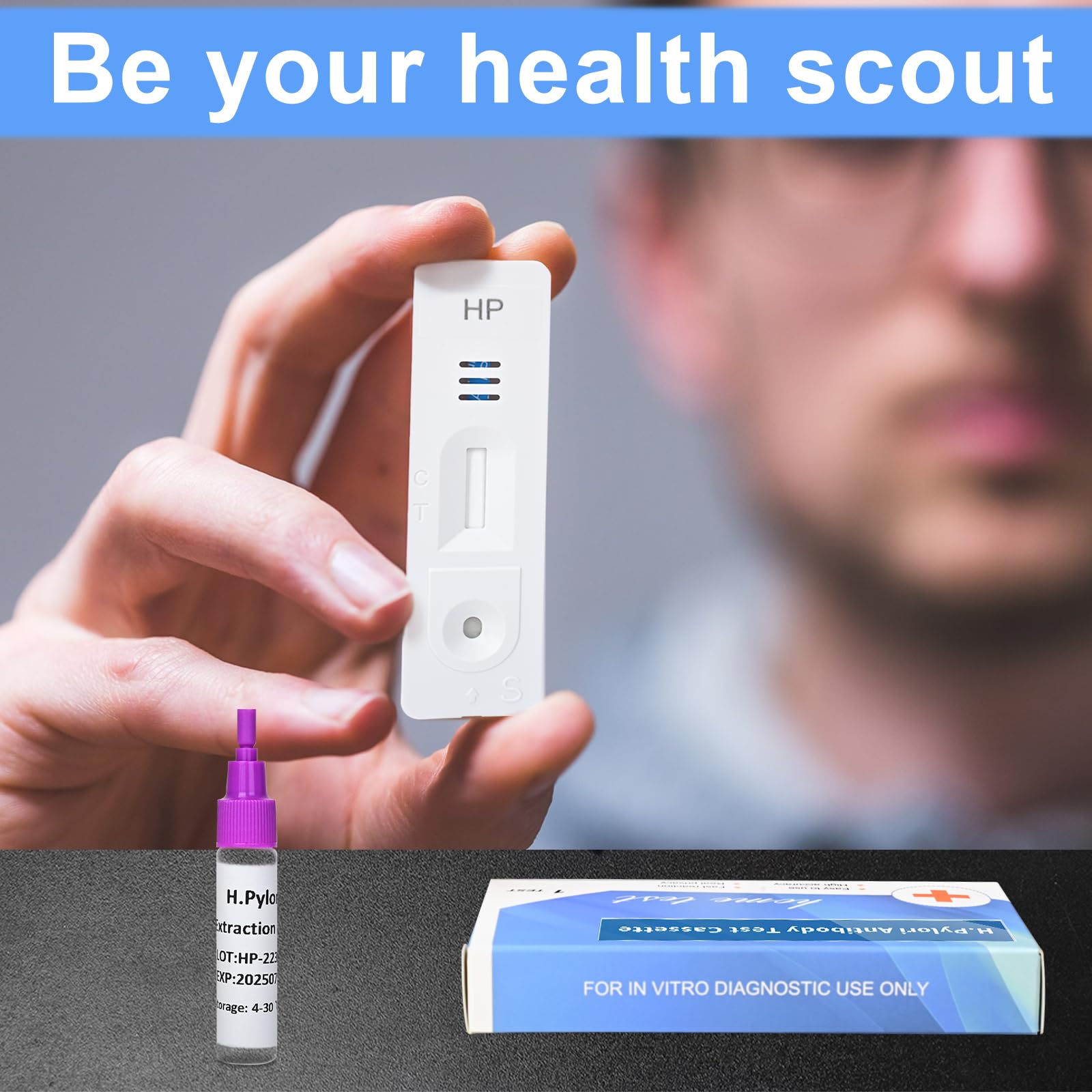 Kueysing Helicobacter Pylori Test Kits, H. Pylori,h. Pylori Stool (Antigen) 10-15 Minutes of Quick Home Testing, The Result is Highly Accurate, Easy to Read and use