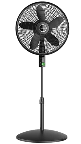 Lasko Oscillating 18-inch EcoQuiet DC Motor 12-Speed Pedestal Fan with Remote Control, Black, S18708, Large