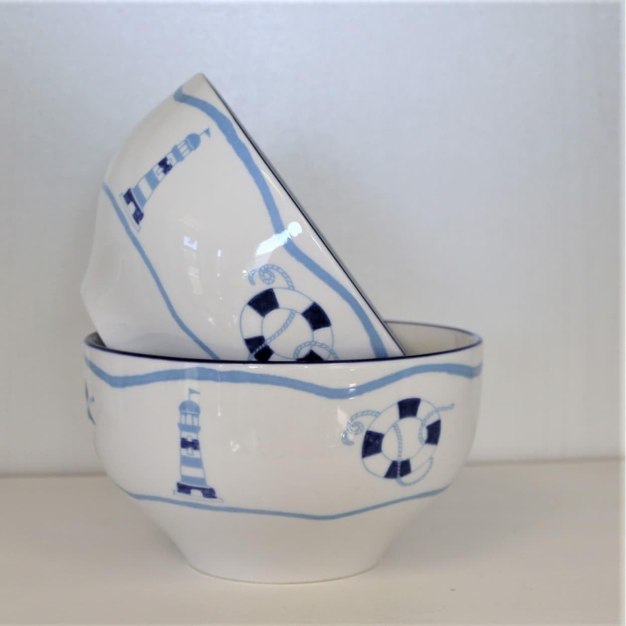 EuroCeramica 4 Piece Assorted Ahoy Cereal Bowls, Multicolor