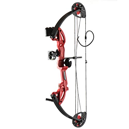 Compound Bow, 12-40Lbs ABS Pulley Bow Archery Set Outdoor Adjustable Longbow Shooting Bow for Children's and Adult Garden Game,Red
