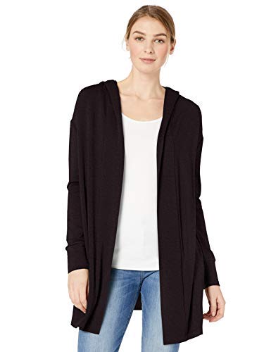 Daily Ritual Women's Supersoft Terry Hooded Open Oversized Sweatshirt, White/Black, Stripe, Large
