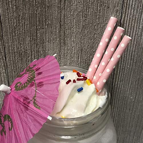 Gender Reveal Paper Straws - Light Blue Pink White - Polka Dot - 7.75 Inches - 100 Pack - Outside the Box Papers Brand