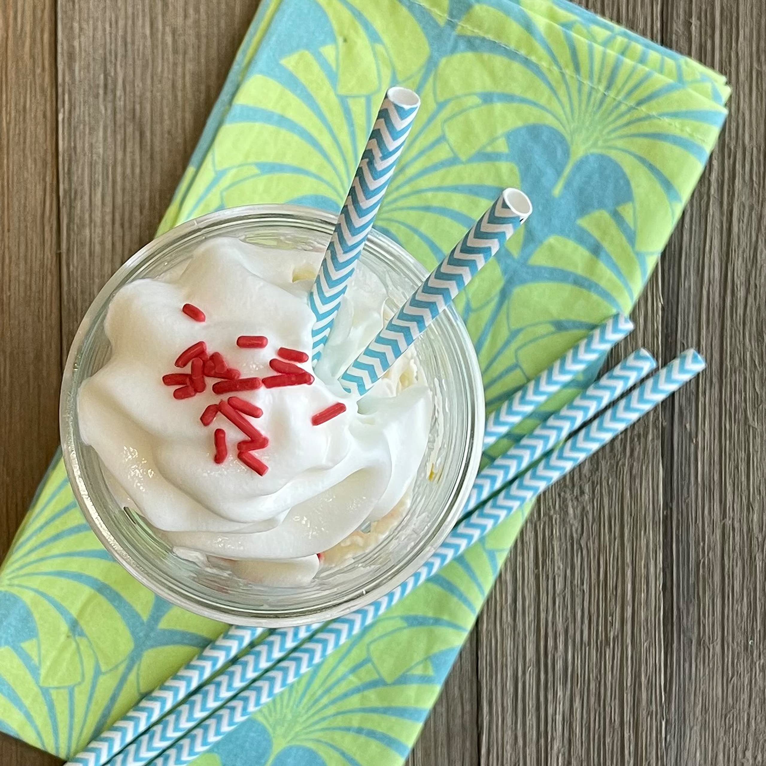 Gender Reveal Paper Straws - Blue Pink White Chevron - 50 Pack