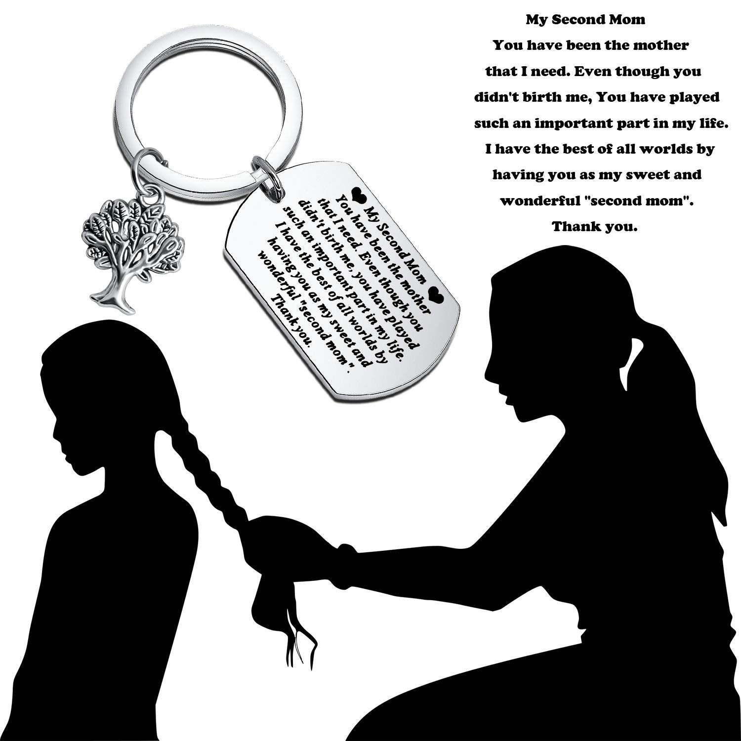 CYTING Second Mom Gift Step Mom Keychain My Sweet And Wonderful Second Mom Keychain Mothers Day Gifts From Daughter