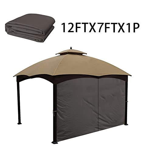 Gazebo Universal Replacement Privacy Curtain – Hugline 10' x 12' Gazebo Side Wall Outdoor Privacy Panel with Zipper (Brown)