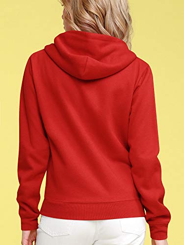 WSK954 Womens Active Fleece Zip Up Hoodie Sweater Jacket XL RED