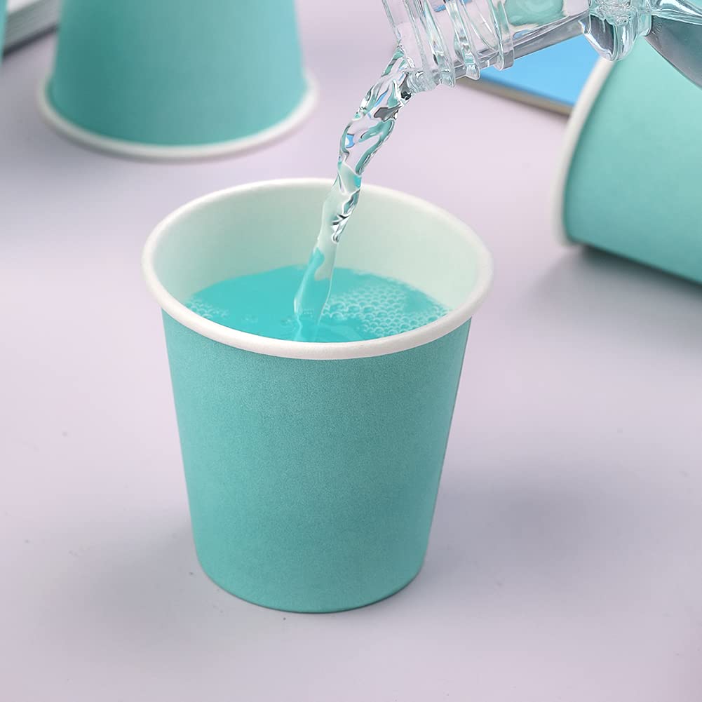 Fedmut (50 Pack 3oz Blue Disposable Paper Cups, Small Bathroom Cups, Mouthwash Cups, Hot Cups, Ideal for Snack, Water, Coffee, Drink, Party,Home.