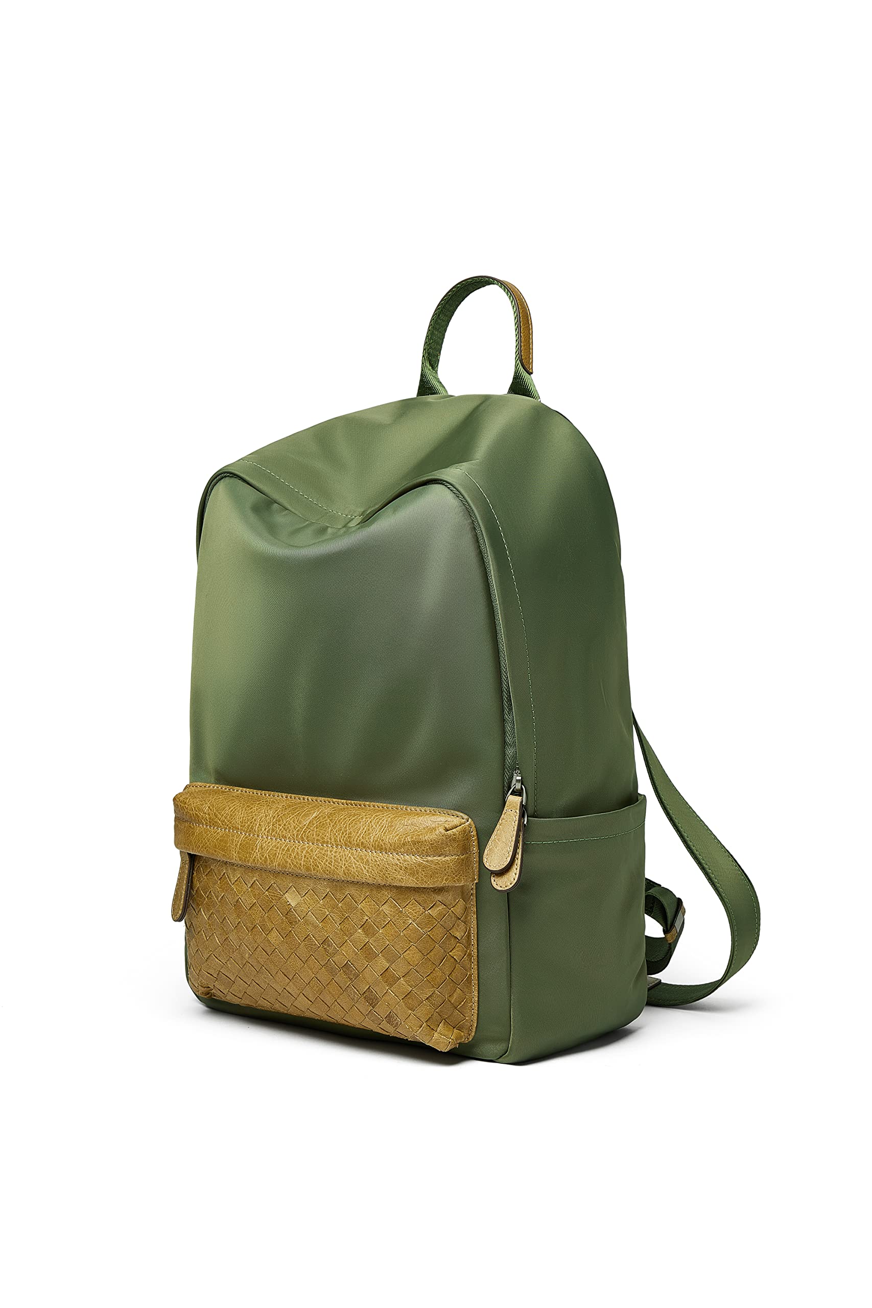 Daiblueland Casual Daypack Backpack For Women Unisex Large Lightweight Travel Rucksack With Leather Pockets(Army Green) (BACK-001)