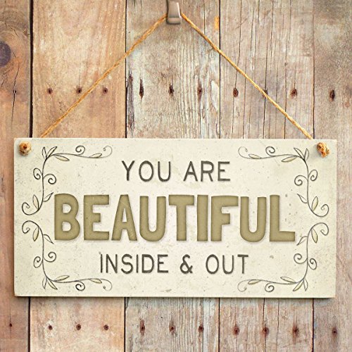 Meijiafei You are Beautiful Inside & Out - Beautiful Motivational Home Accessory Gift Sign 10"x5"