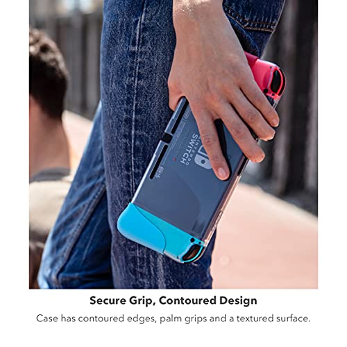 ZAGG Gear4 Kita Grip 360 Slim Case & Screen Protector for Nintendo Switch β Clear Protective Case, Red & Blue Grips, Kickstand, Dock Compatible, D3O Protection +Tempered Glass Screen Protector