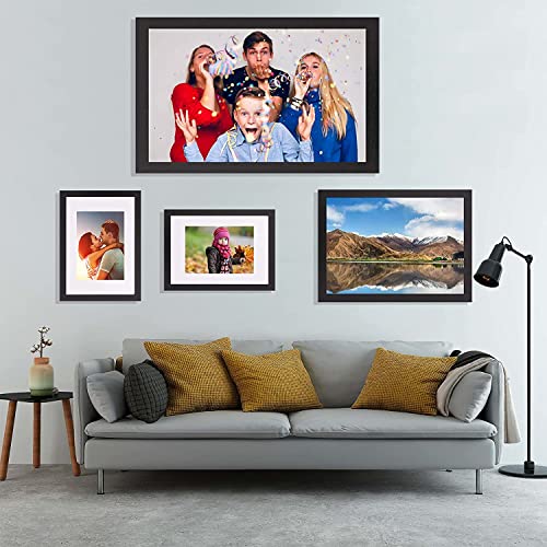 RUN HELIX Picture Frames 8 by 10 Set of 4, Display5x7 with Mat or 8x10 Without Mat, Picture Poster Frame, Picture Frames Collage Wall Decor with HD Plexiglass for Table Top,White