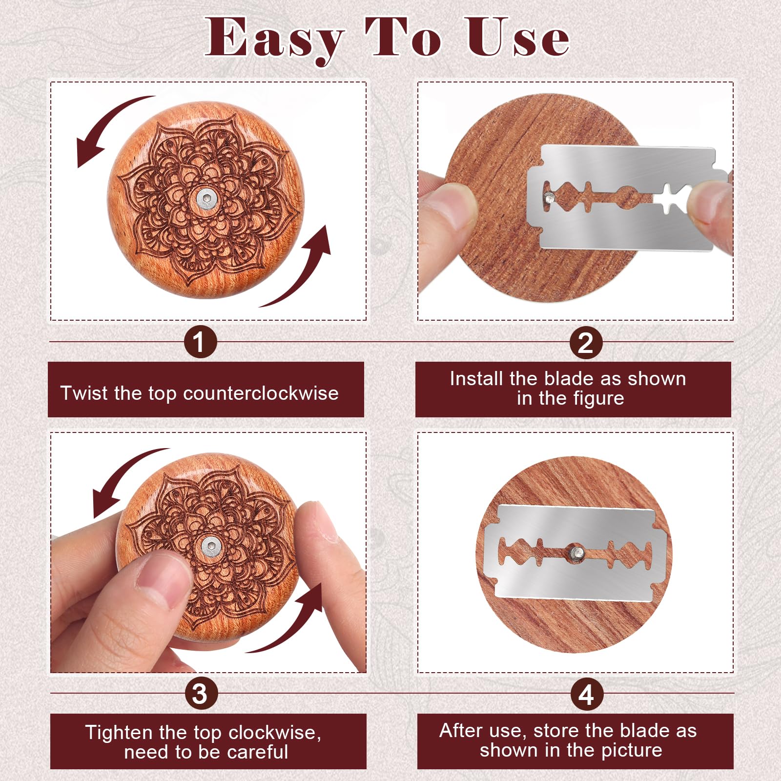 Windspeed Bread Scoring Tool, 1+10 Pcs Best Bread Lame Cutter For Sourdough Bread Lame Wooden Bread Lame Dough Scoring Tool Include 10 Razor Blades and Storage Cover