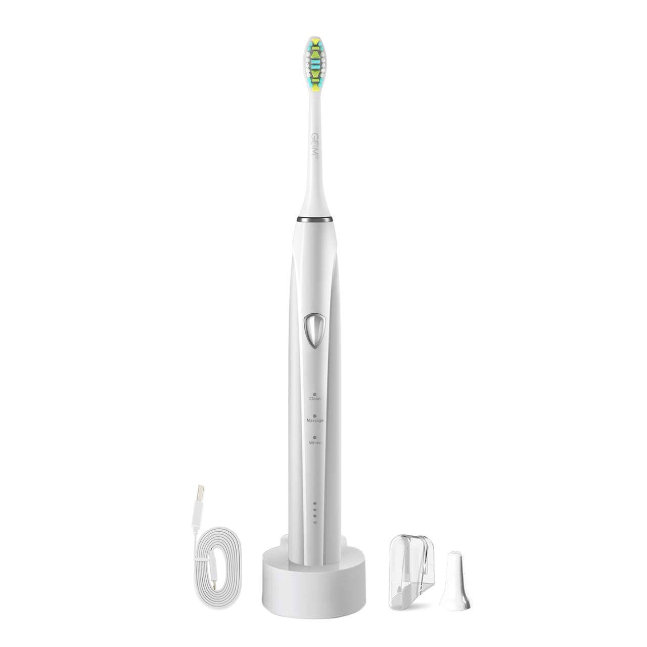 Rolg Electric Sonic Toothbrush, Powerful Rechargeable Sonic Toothbrush with 3 Brushing Modes, 2 Minutes Automatic Timer or Free Control Sonic Toothbrush for Travel, Kids, Adult, White