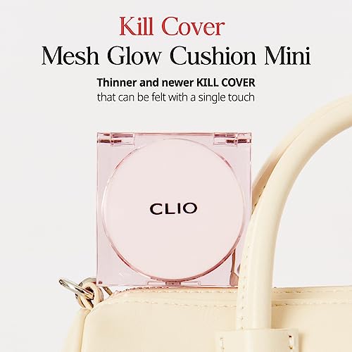 CLIO Kill Cover Mesh Glow Cushion Refill Included (15g*2, 3 LINEN) - Foundation Cushion, Korean Cushion, Glowy Skin Makeup