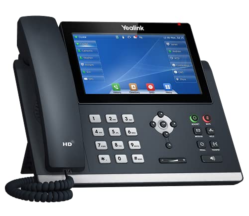 Yealink T48U IP Phone, 16 Lines. 7-Inch Color Touch Screen Display. Dual USB 2.0, Dual-Port Gigabit Ethernet, 802.3af PoE, Power Adapter Not Included (SIP-T48U)
