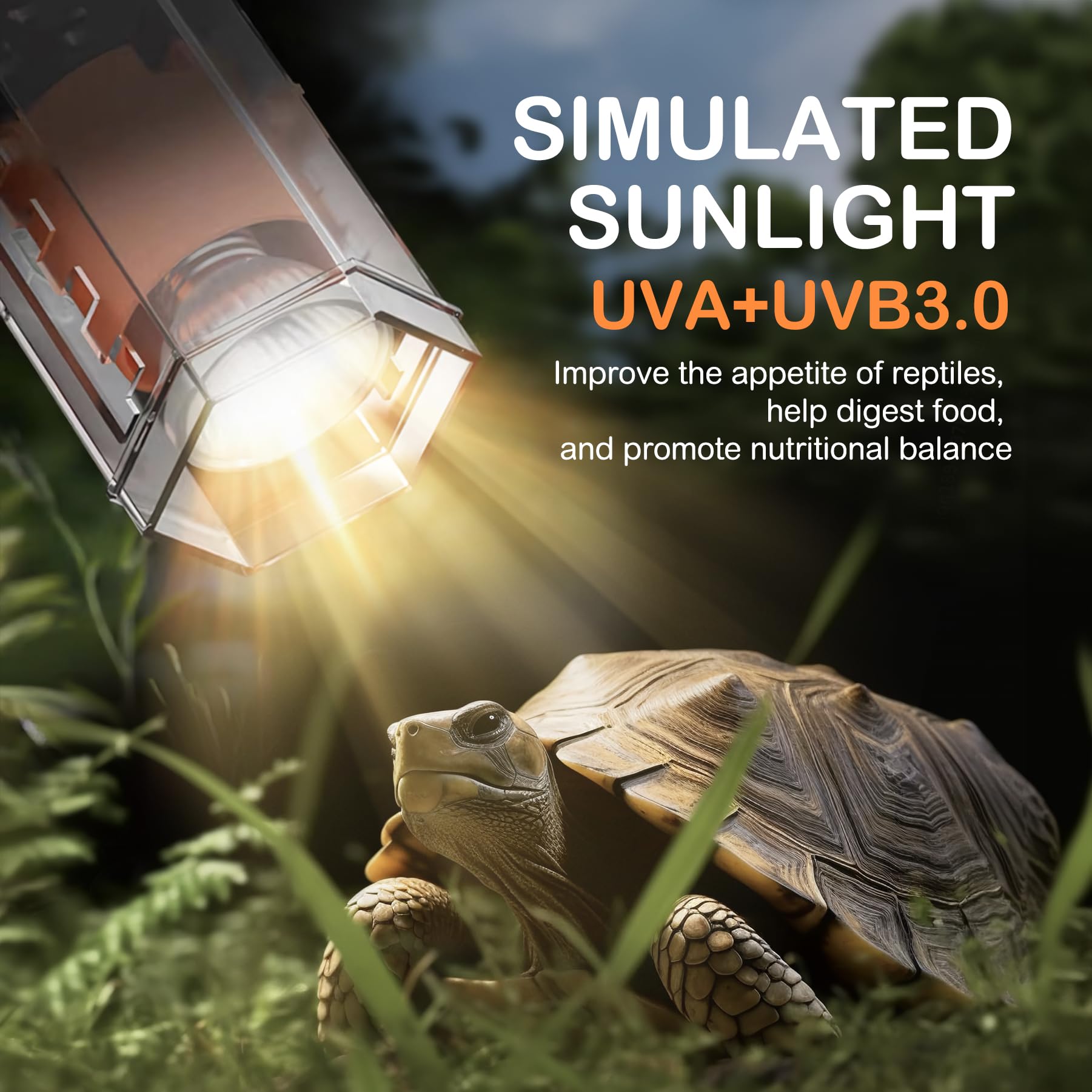 Clioran Reptile Heat UV Lamp, UVA UVB Turtle Basking Spot Light with Screw Clip, Adjustable 360° Rotatable Arms, Dimmable Habitat Heating Gecko Lamp, 25w Bulb for Bearded Dragon Tortoise Lizard Snake