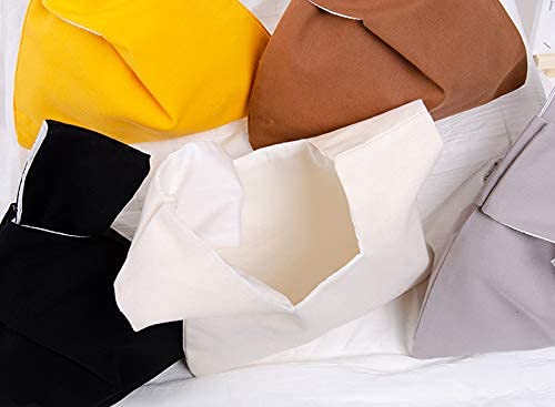 YINGKOR Cotton Canvas Plain Color Canvas Wrist Wristlet Handbag Sleeve Knot Pouch Portable Purse Tote Gift Bag, Yellow