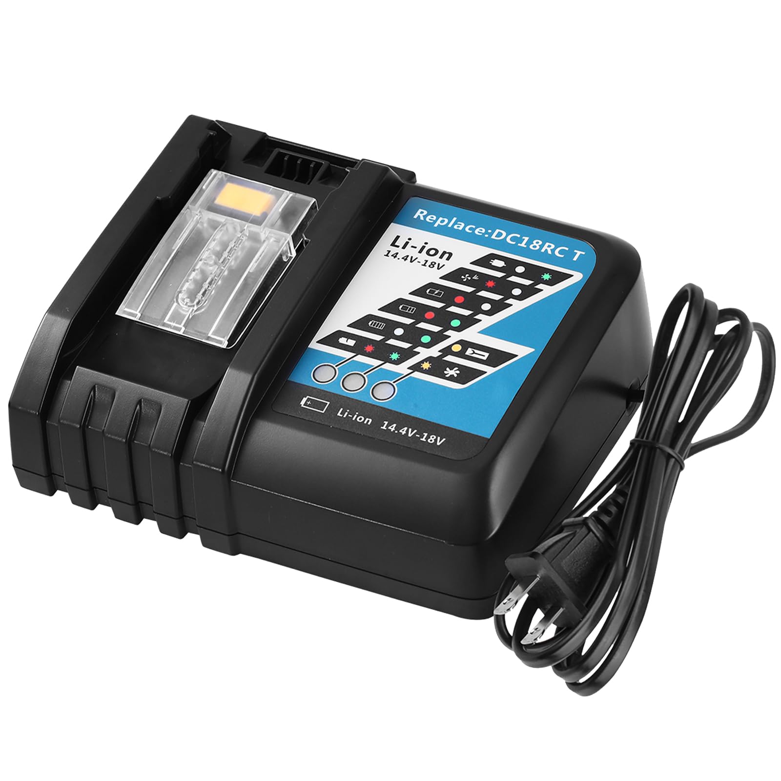 DC18RC Rapid Charger Compatible with Makita 14.4V 18V Battery Lithium-Ion BL1415 BL1430 BL1815 BL1820B BL1830B BL1840B BL1850B BL1860B 7A Replacement for Makita Lithium-Ion Batteries(Black)