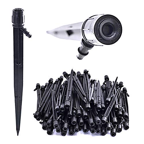 DGQ Drip Emitters Sprayer with Stake 100 PCS 360 Degree Full Circle Water Flow Irrigation Drippers 360 Degree Adjustable Sprayer Micro Bubbler Sprinkler Irrigation System Watering Kits