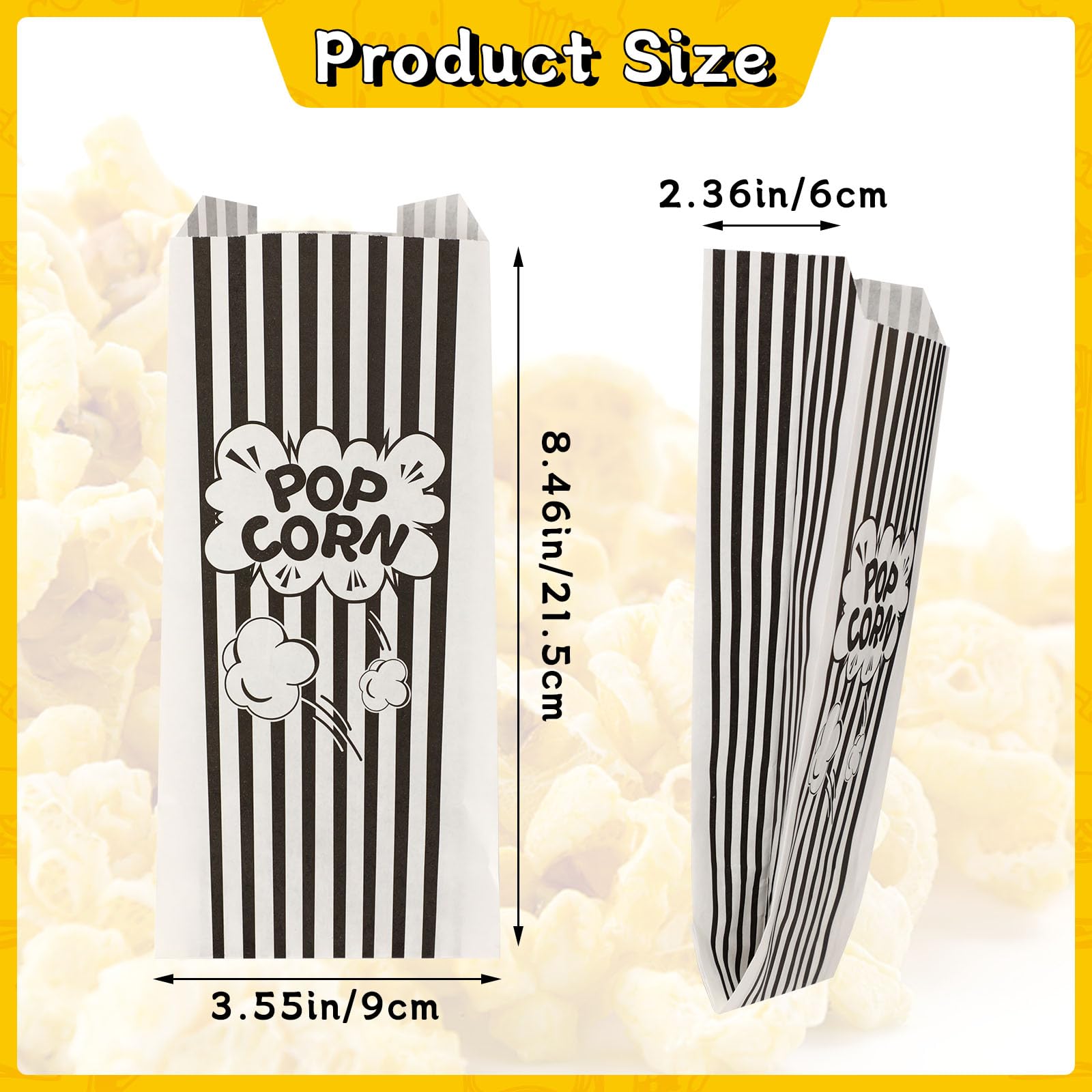 DECYOOL Popcorn Bags,350 Pack Popcorn Bags Individual Servings Popcorn Machine Accessories for Popcorn Bars, Movie Nights, Concessions