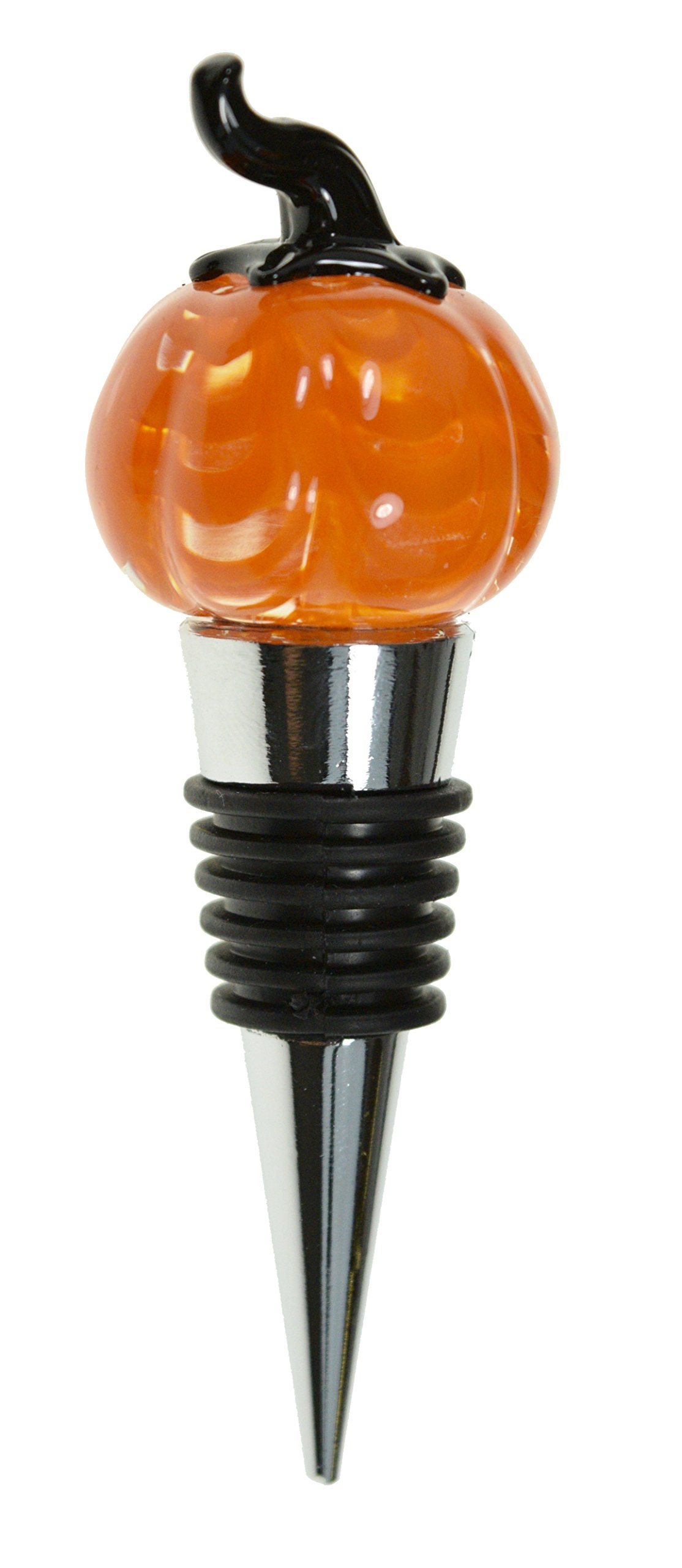 Glass Pumpkin, Halloween Wine Bottle Stopper - Decorative, Unique, Handmade, Eye-Catching Glass Wine Stoppers β Pumpkin Wine Stopper, Fall Wine Accessories Gift for Host/Hostess - Wine Corker / Sealer