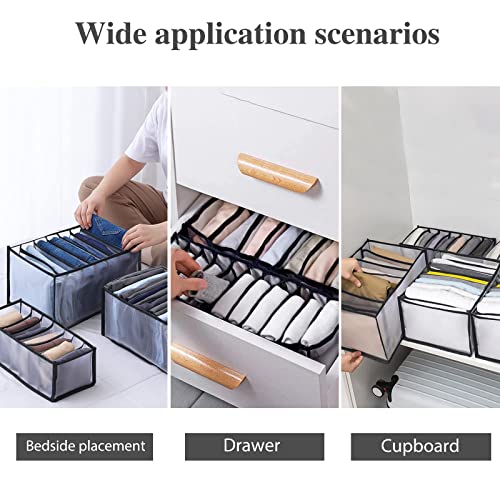 Yionna 2 pcs 7 grid Clothes Organizer Clothing Storage for Jeans T Shirt Pants Organization and Storage 7 grid 14"X 9.84" X 7.87"