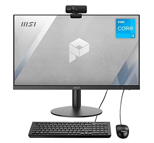 MSI PRO AP241 All-in-One Computer Desktop, 23.8" FHD IPS-Grade LED, Intel Core i3-10105, 8GB Memory, 500GB SSD, WiFi 6, BT 5.1, Black, Windows 10 Home (11M-630US)