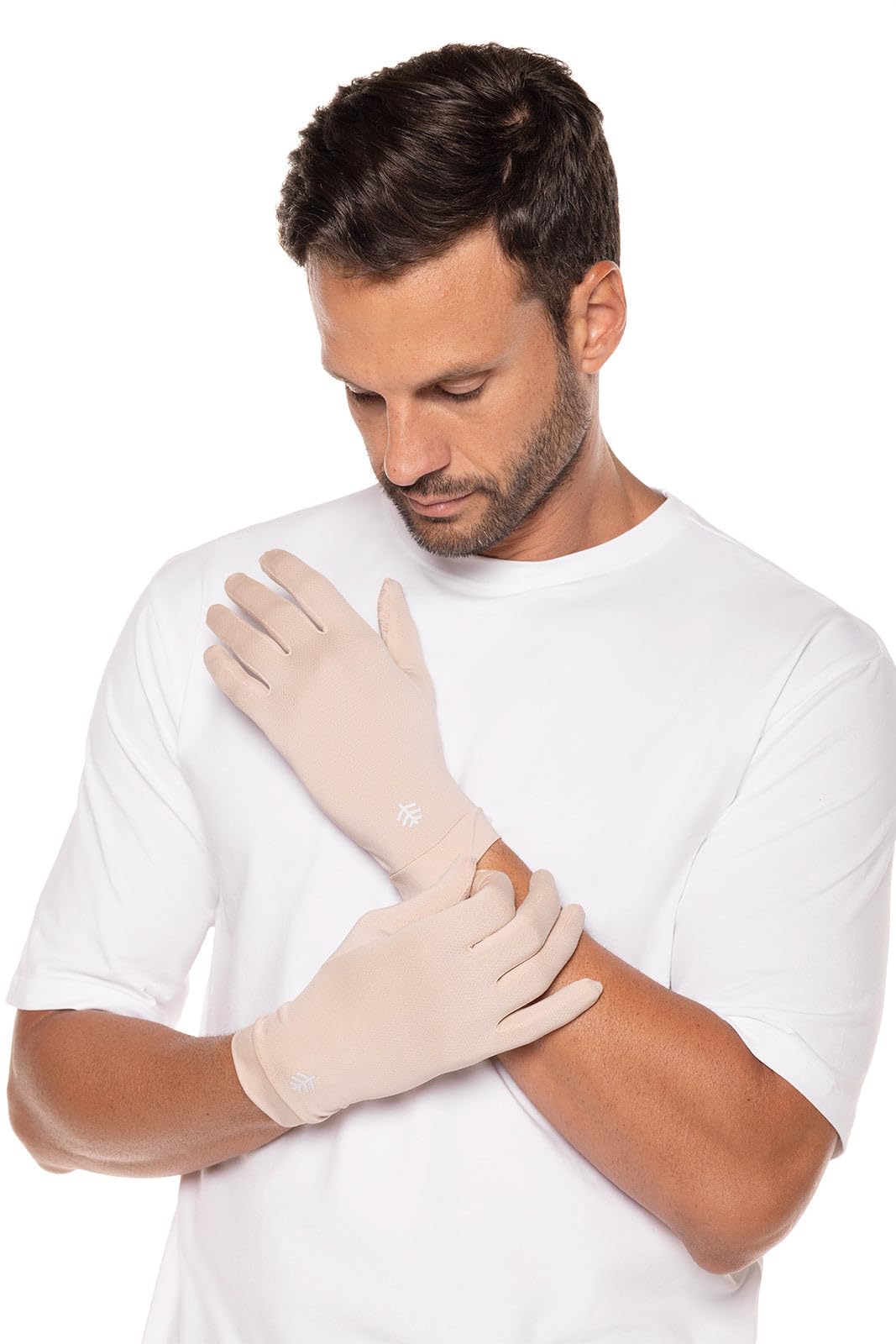 Coolibar UPF 50+ Unisex Sawyer UV Sun Gloves - Sun Protective (Medium- Beige)